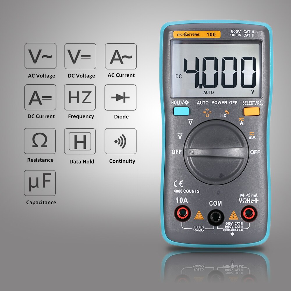 RMS Multimeter Tester DMM DCAC Ammeter Voltmeter o... – Grandado