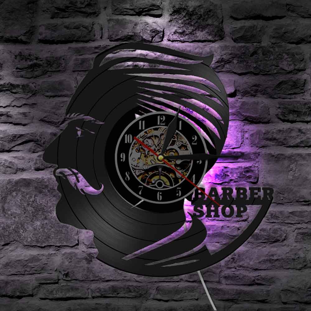 Barber Shop Vinyl Record Clock Barber for Hairdres... – Grandado