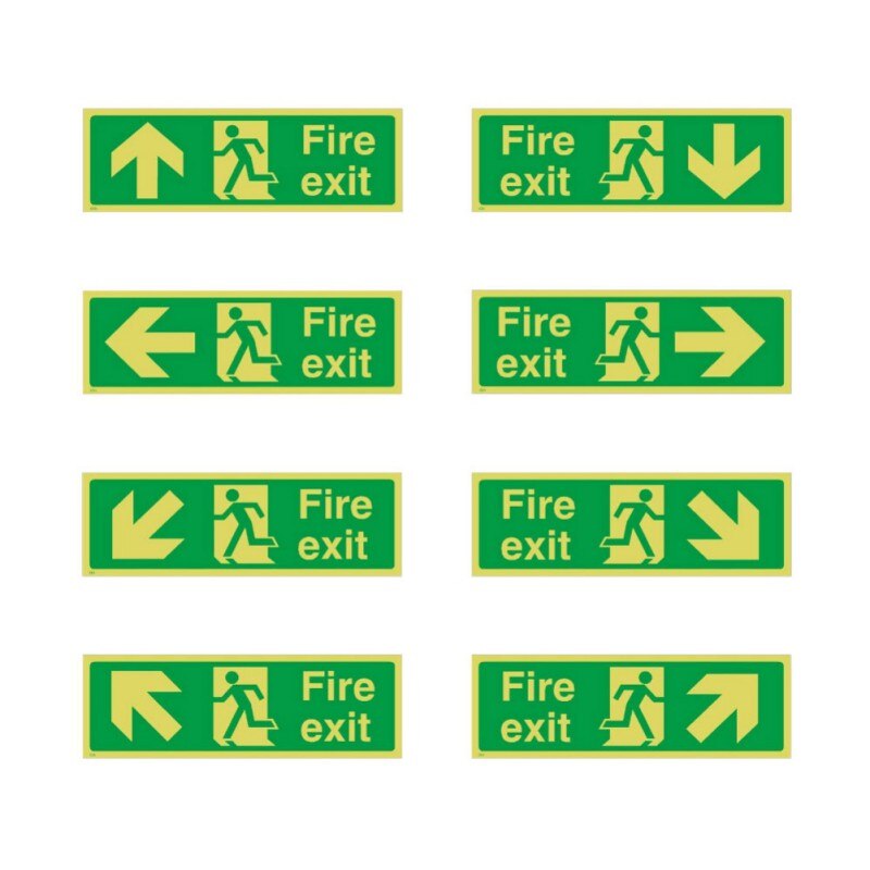 Fire Exit Sign Stickers Decal Adhesive Glow In The... – Grandado