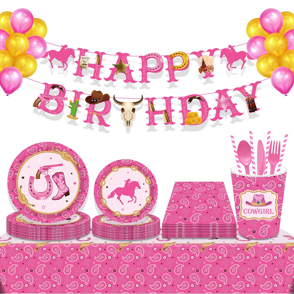 25pcs Pink Cowgirl Wild West Party Paper BIRTHDAY ... – Grandado
