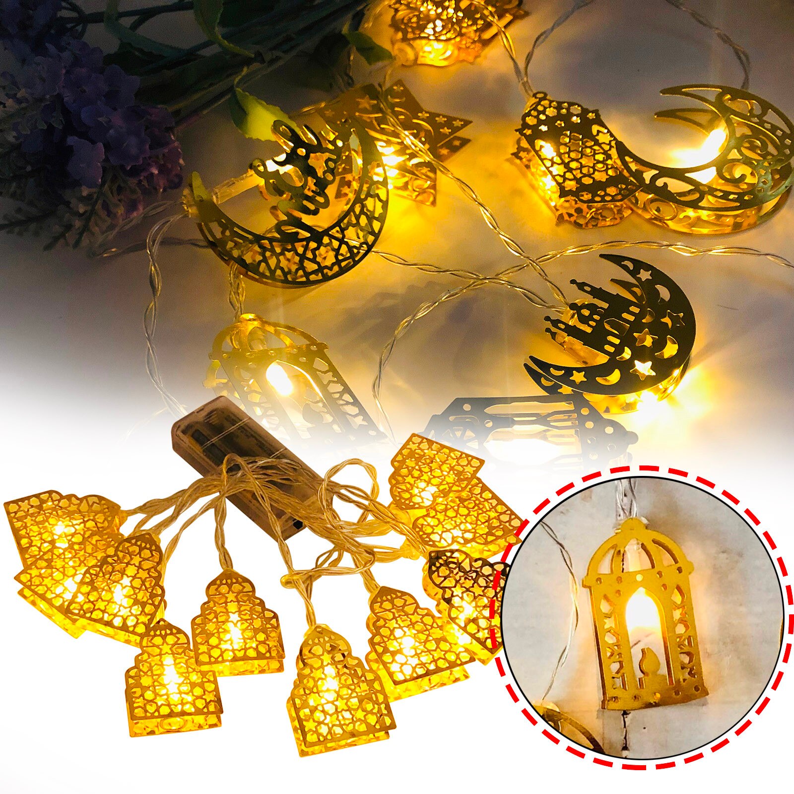 Led Light String Eid Mubarak Gordijn Lichten Decor... – Grandado