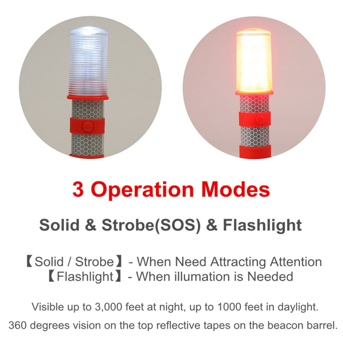3 In 1 Road Beacon LED Emergency Roadside Flares M... – Grandado