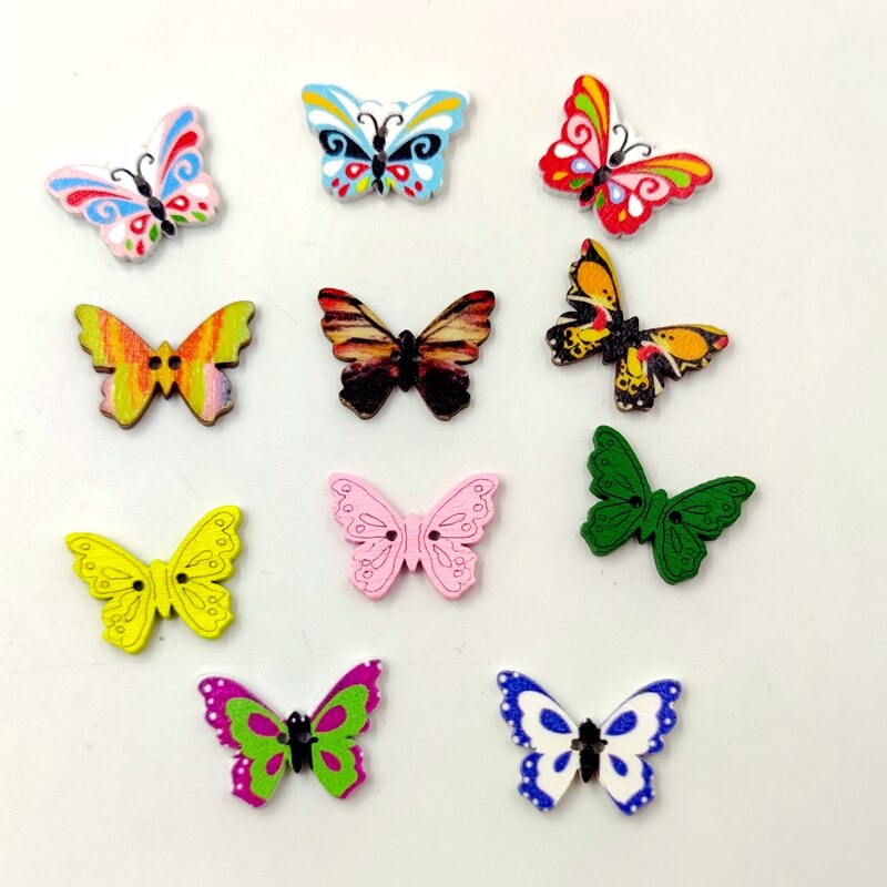 100/50pcs Multicolor Butterfly Wooden Buttons Fit ... – Grandado