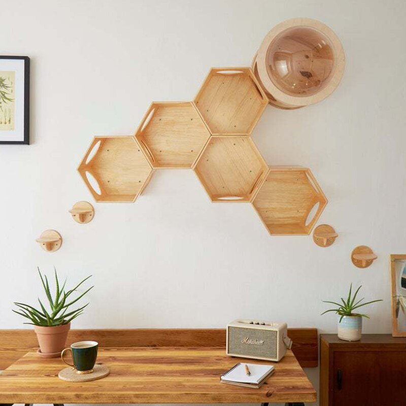 Household wall-mounted cat climbing frame solid wo... – Grandado