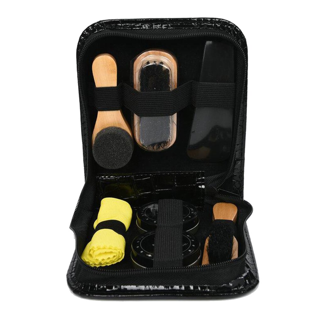 8-Pieces Shoe Care Kit Travel Shoes Shine Brush Po... – Grandado