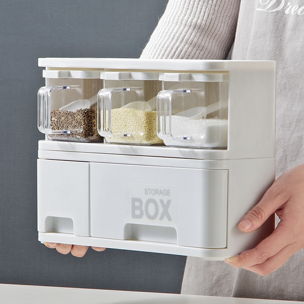 Plast krydder oppbevaringsboks sett kjøkken arrang... – Grandado