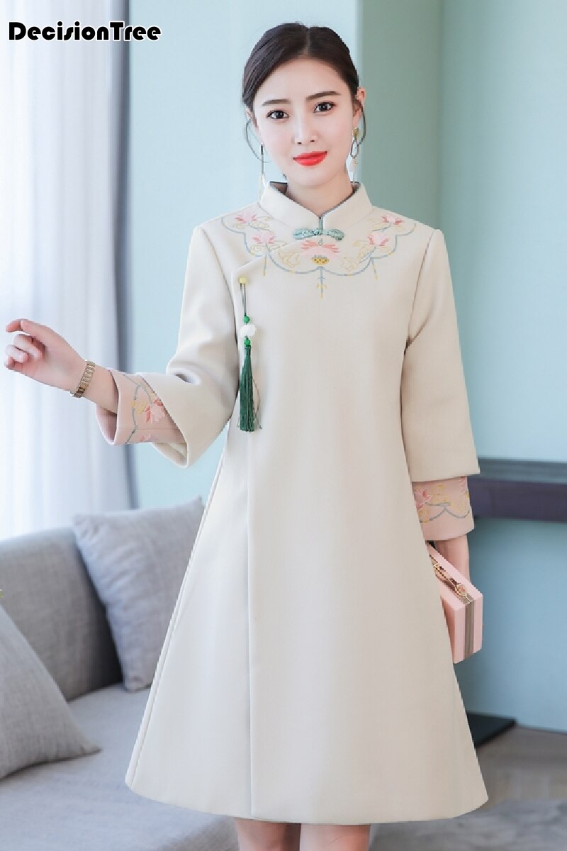 long sleeve qipao thick warm chinese dress cheongs... – Vicedeal