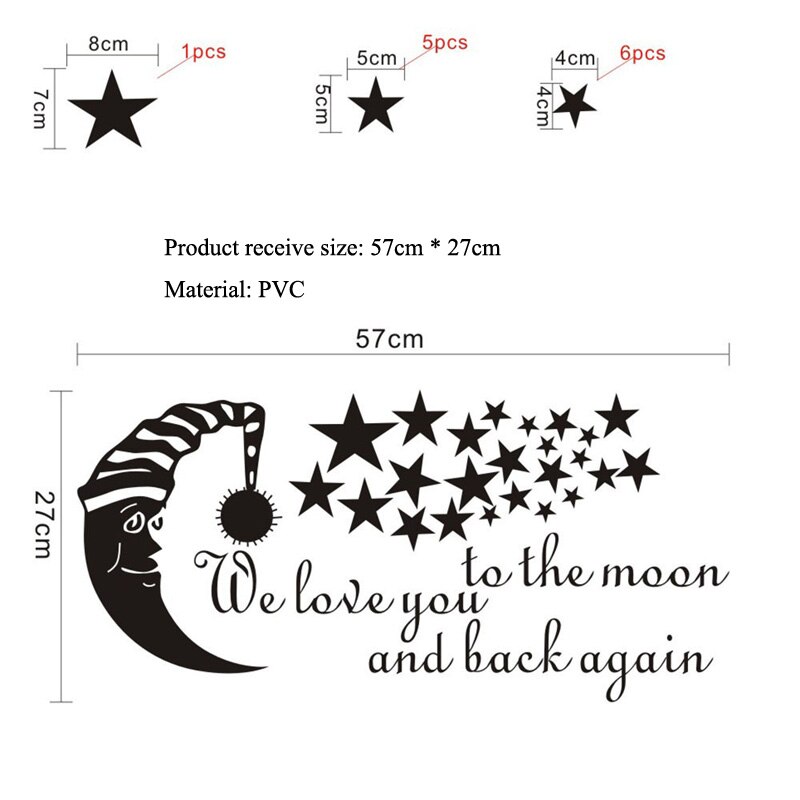 Cartoon Sleeping moon Star wall sticker for childr... – Grandado