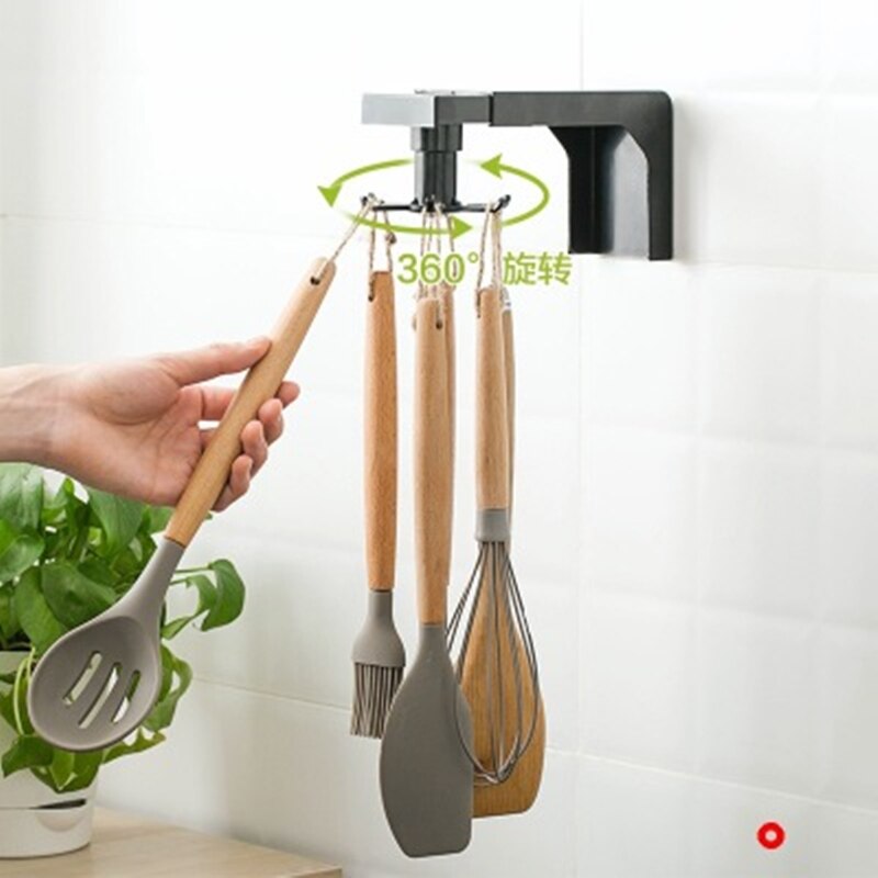 Wall-Mounted 360°Utensils Hook Rack Rotating Shelf... – Grandado