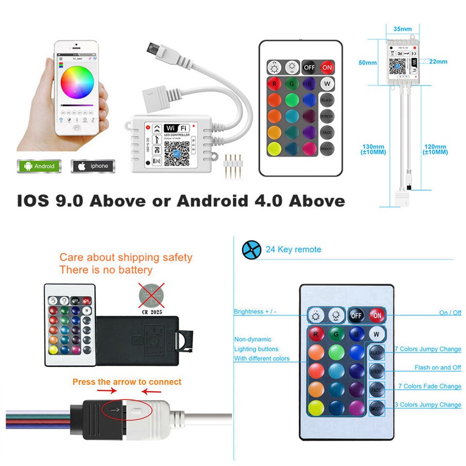 Rgb controller 4 pin wifi led strip controller sma... – Grandado