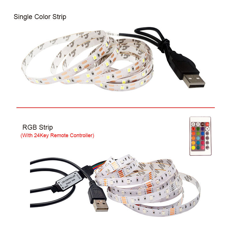 USB LED Strip Licht SMD3528 DC5V RGB Witte LED Str... – Vicedeal