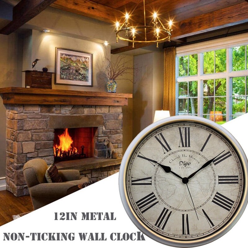 Digo Wall Clock Metal Silent Non-Ticking Battery Q... – Vicedeal