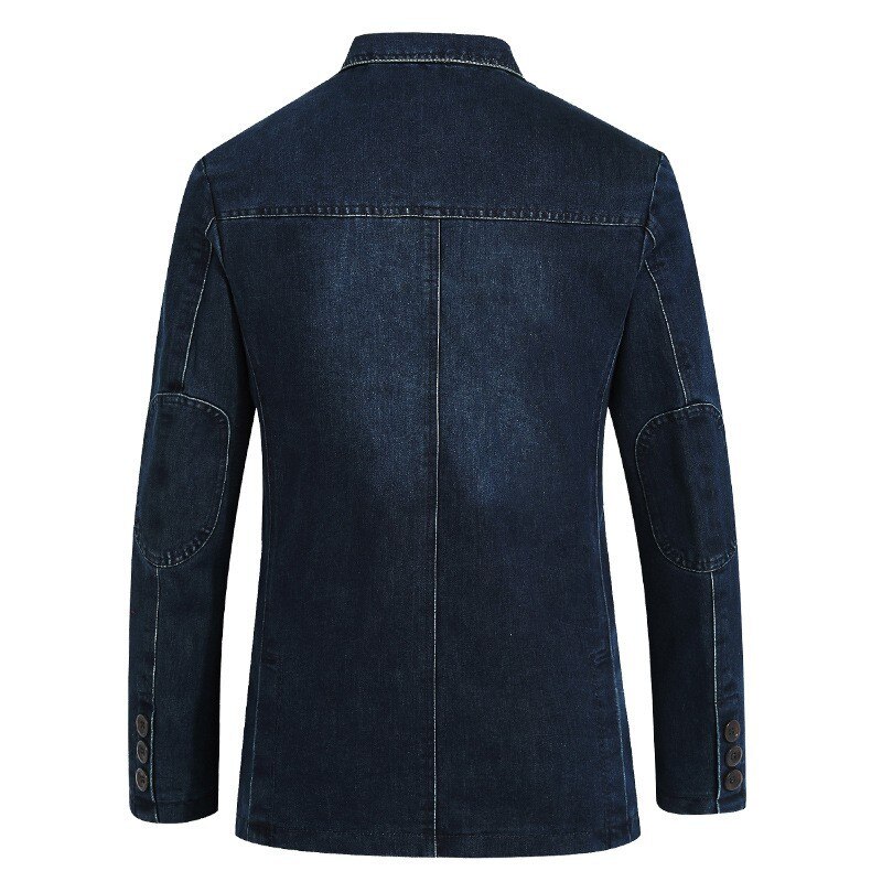 Men's Casual Suit Jacket Cotton Blue Denim Jacket ... – Grandado