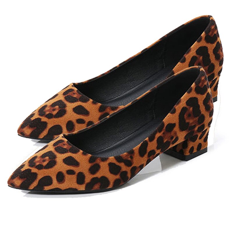LIHUAMAO Leopard Square heel pointed toe shoes hig... – Vicedeal