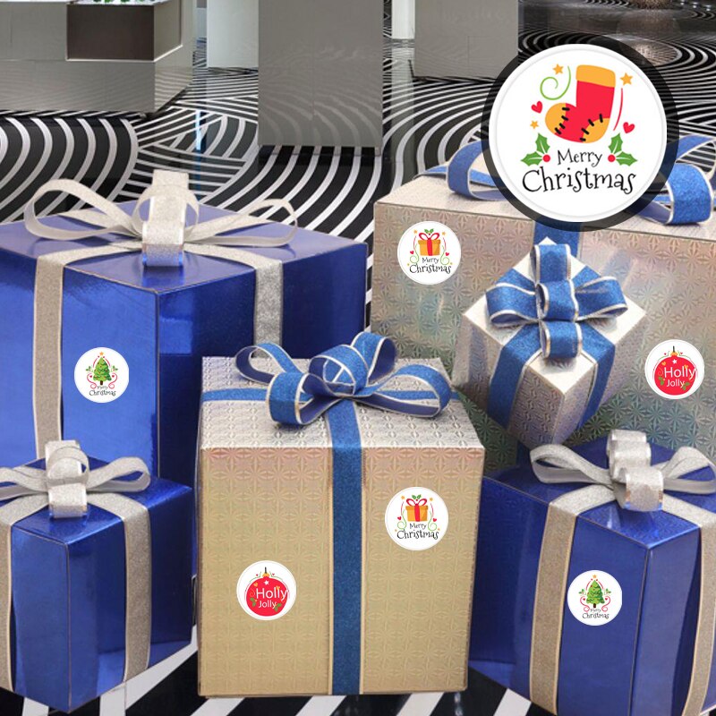 1Roll/500Pcs Round Christmas Sticker Candy Bag Sti... – Grandado