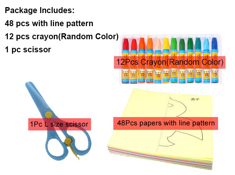 61Pcs/Set Kids Cartoon Color Paper Folding and Cut... – Vicedeal