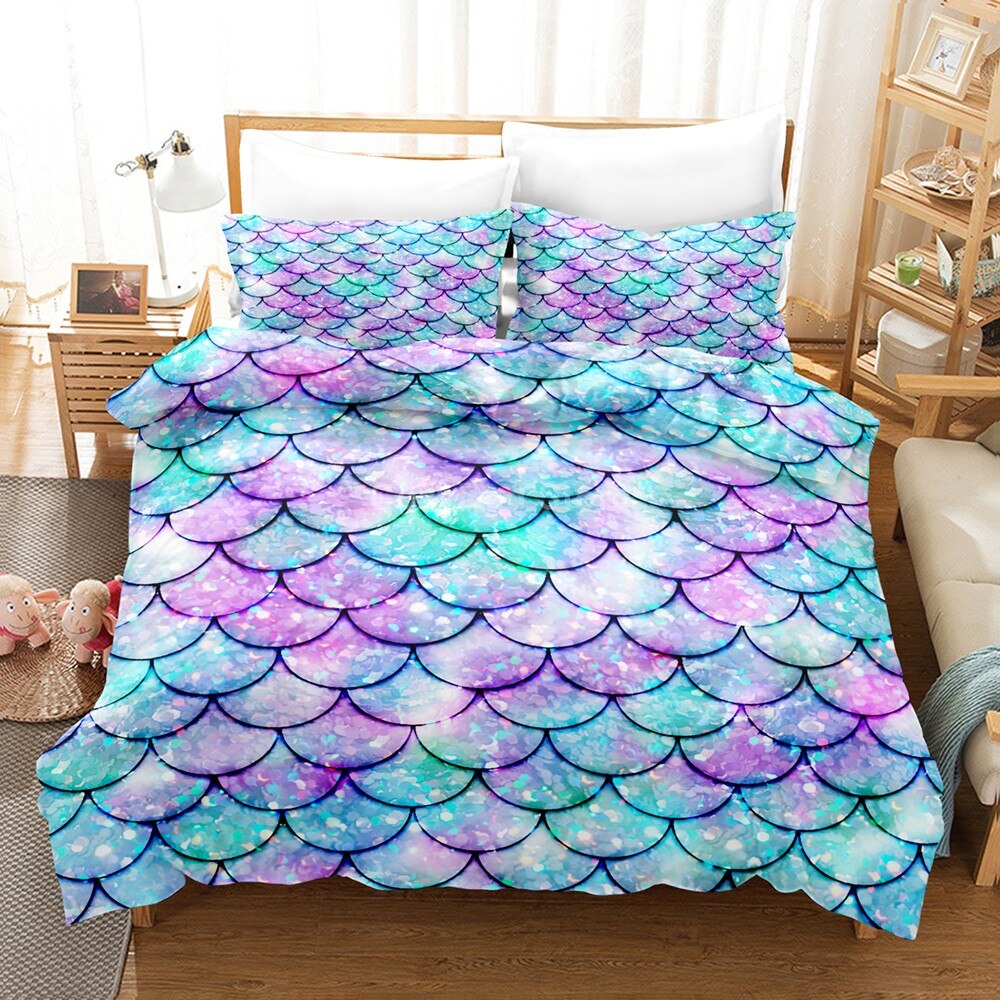 Blue Fish Scales Bedding Set 3d Duvet Cover Sets C... – Grandado