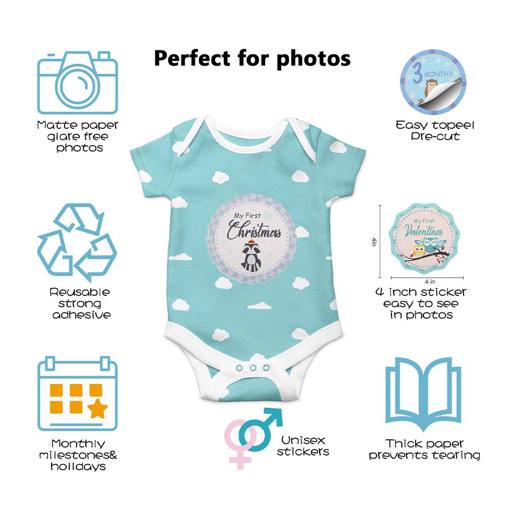 Animals Baby Monthly Milestone Stickers For Baby B... – Grandado