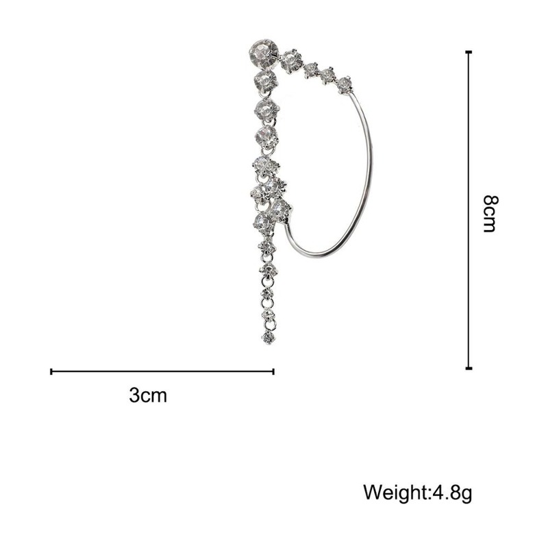 Korean Rhinestone Earrings Shiny Drill Arc Ear Han... – Grandado