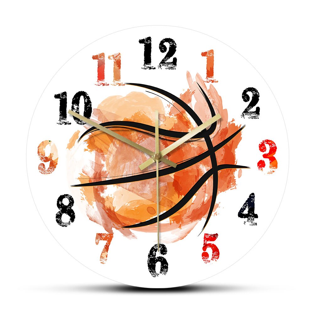 Watercolor Art Basketball Modern Wall Clock Splatt... – Grandado