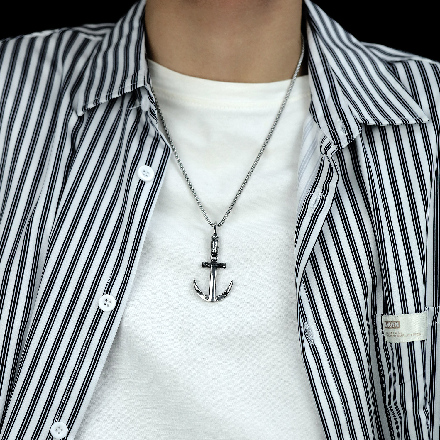 Stainless Steel Anchor Cross Pendant Necklace Men ... – Grandado