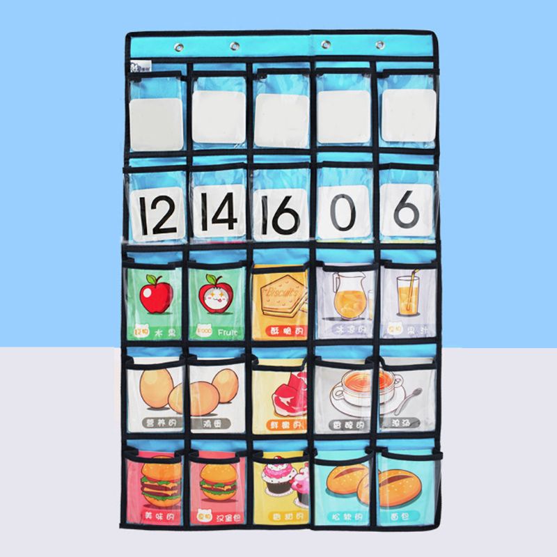 25 Clear Pockets Classroom Pocket Chart For Teache... – Vicedeal