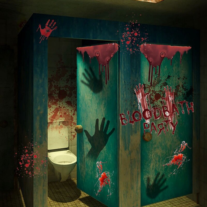 3D Simulation Blood Handprint Stickers Halloween W... – Grandado