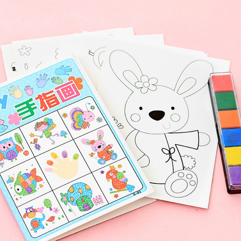 8 pattern/set Kids DIY Finger Painting Pictures Se... – Vicedeal