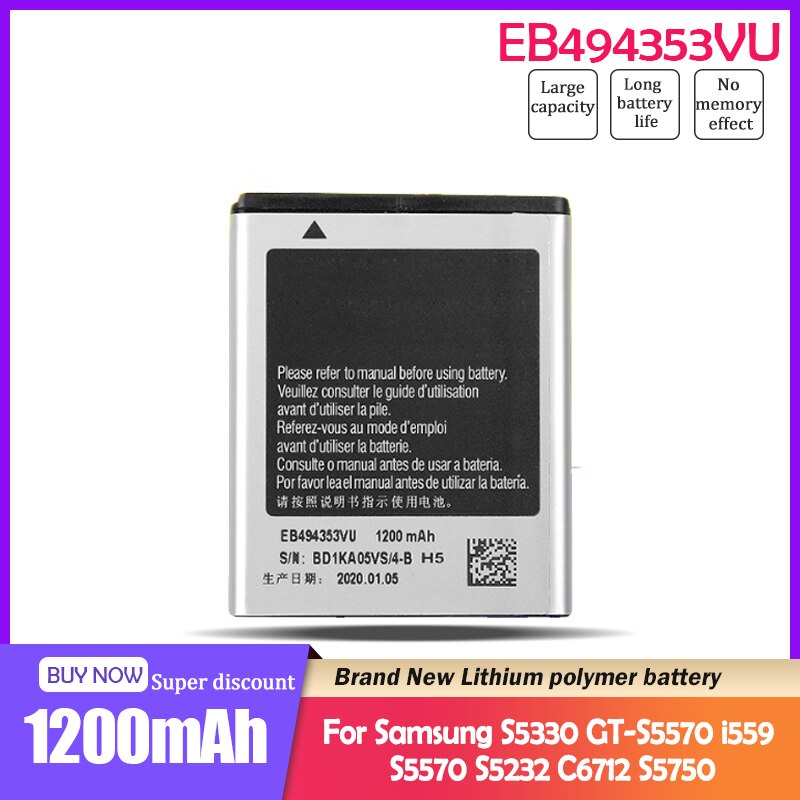 EB494353VU 1200Mah Vervangende Telefoon Batterij V... – Grandado