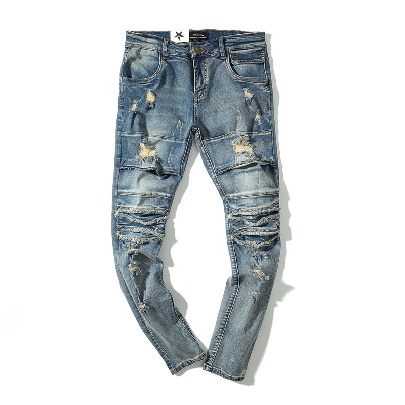 Distressed Ripped Slim Fit Jeans Mens Washed Destr... – Vicedeal
