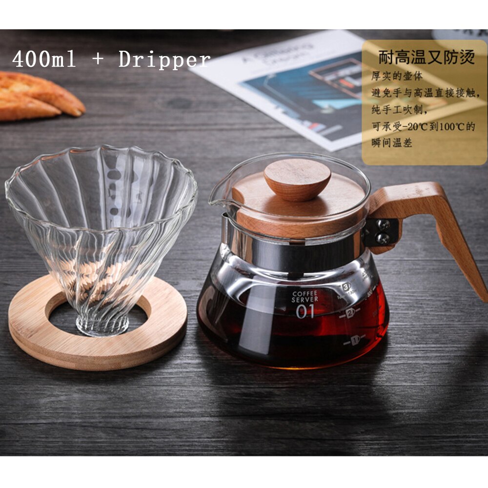 Glass kaffetrakter trehåndtak drypp kaffekanne dry... – Vicedeal