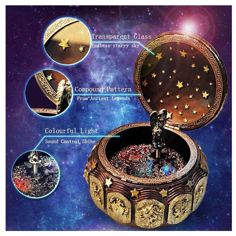 Vintage Constellation Pattern Music Box with Rotat... – Grandado