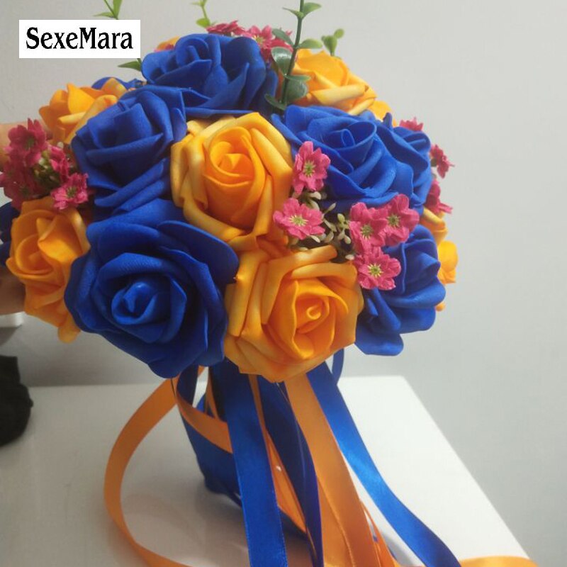 Royal Blue / Stained Orange PE Rose Bridesmaid Wed... – Vicedeal