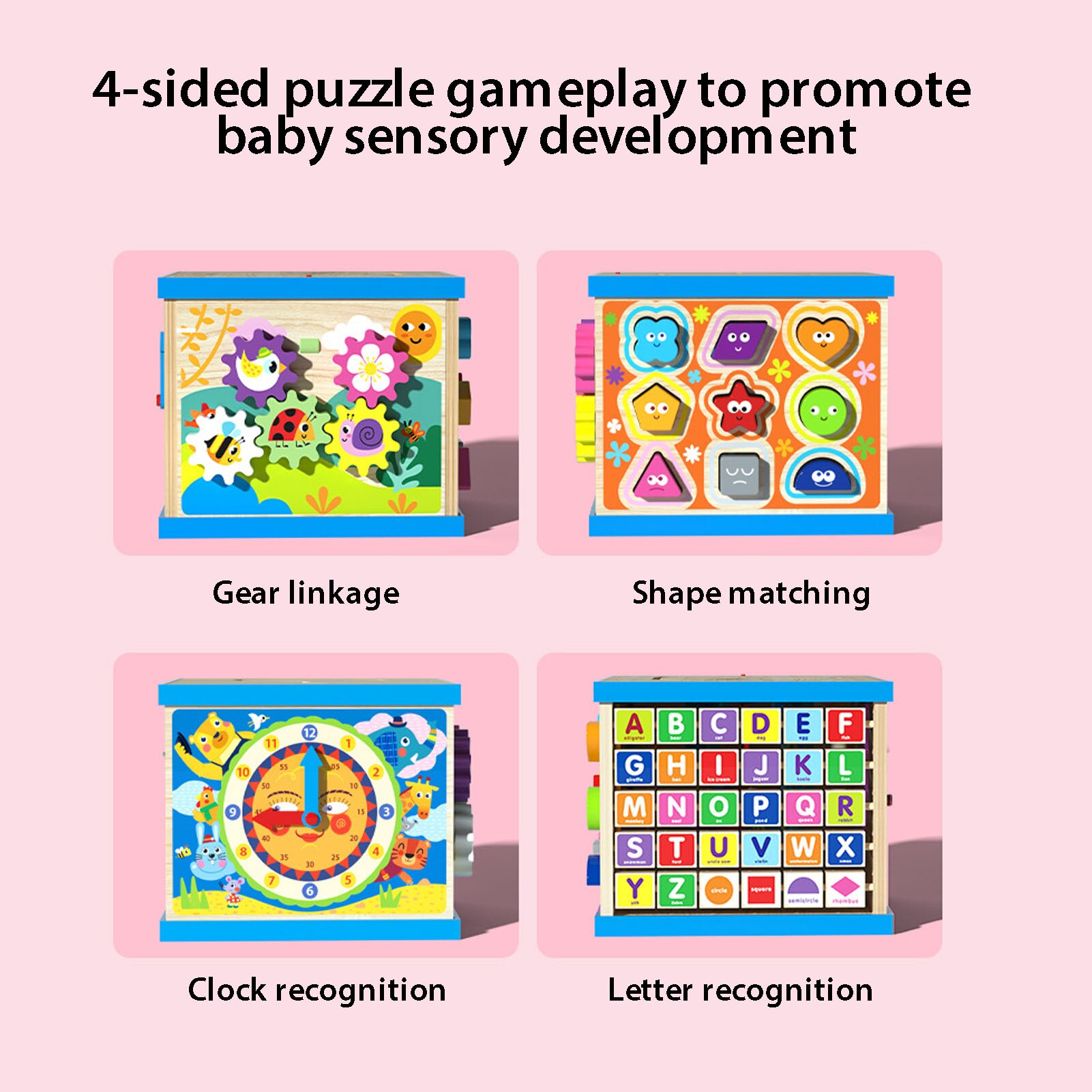 Wooden Activity Play Cube 5-Side Activity Center L... – Grandado