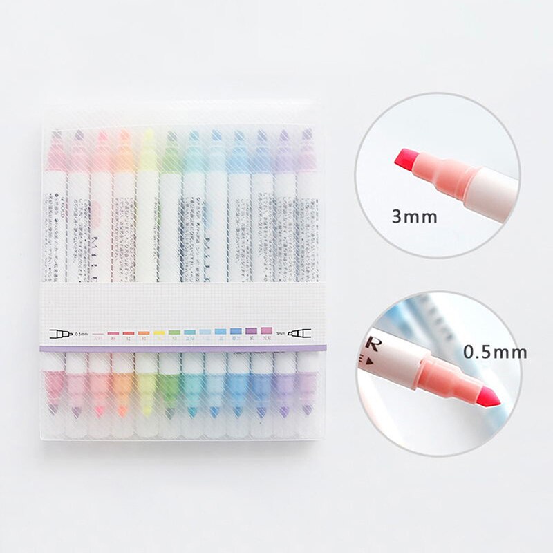 12 Pcs/set Fluorescent Double Headed Pen Cute Art ... – Grandado
