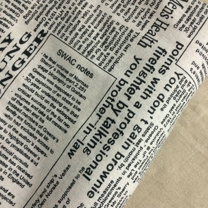 50x150cm Retro Newspaper Letter Printed Cotton Lin... – Grandado
