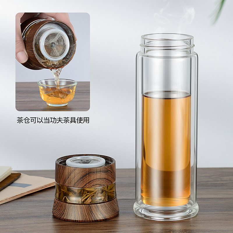 Double Wall Glass Tea Bottle Separation Bottle wit... – Vicedeal