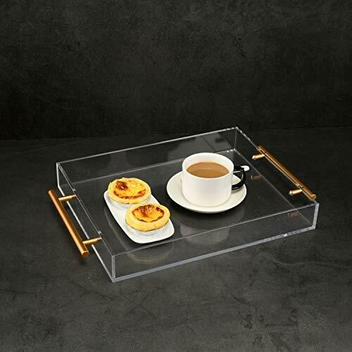 Acrylic Lucite Serving Tray with Metal Handles Ple... – Grandado
