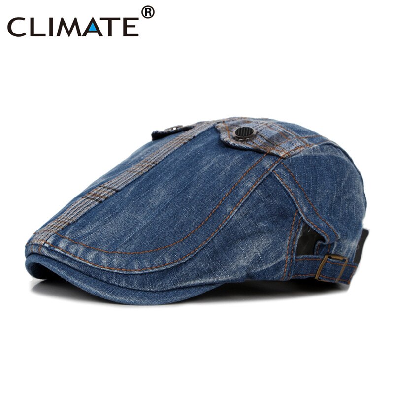 CLIMATE Men Denim Beret Flat Cap Dad Spring Vintag... – Vicedeal