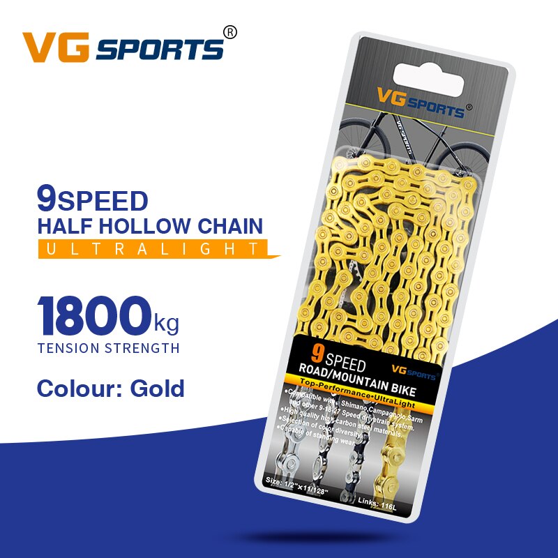 VG Sports 9 Speed Bicycle Chain Half/Full Hollow 1... – Grandado
