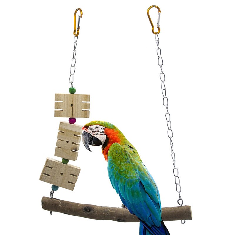 Bird Swing Toy Parrot Natural Blocks Parakeet Budg... – Grandado