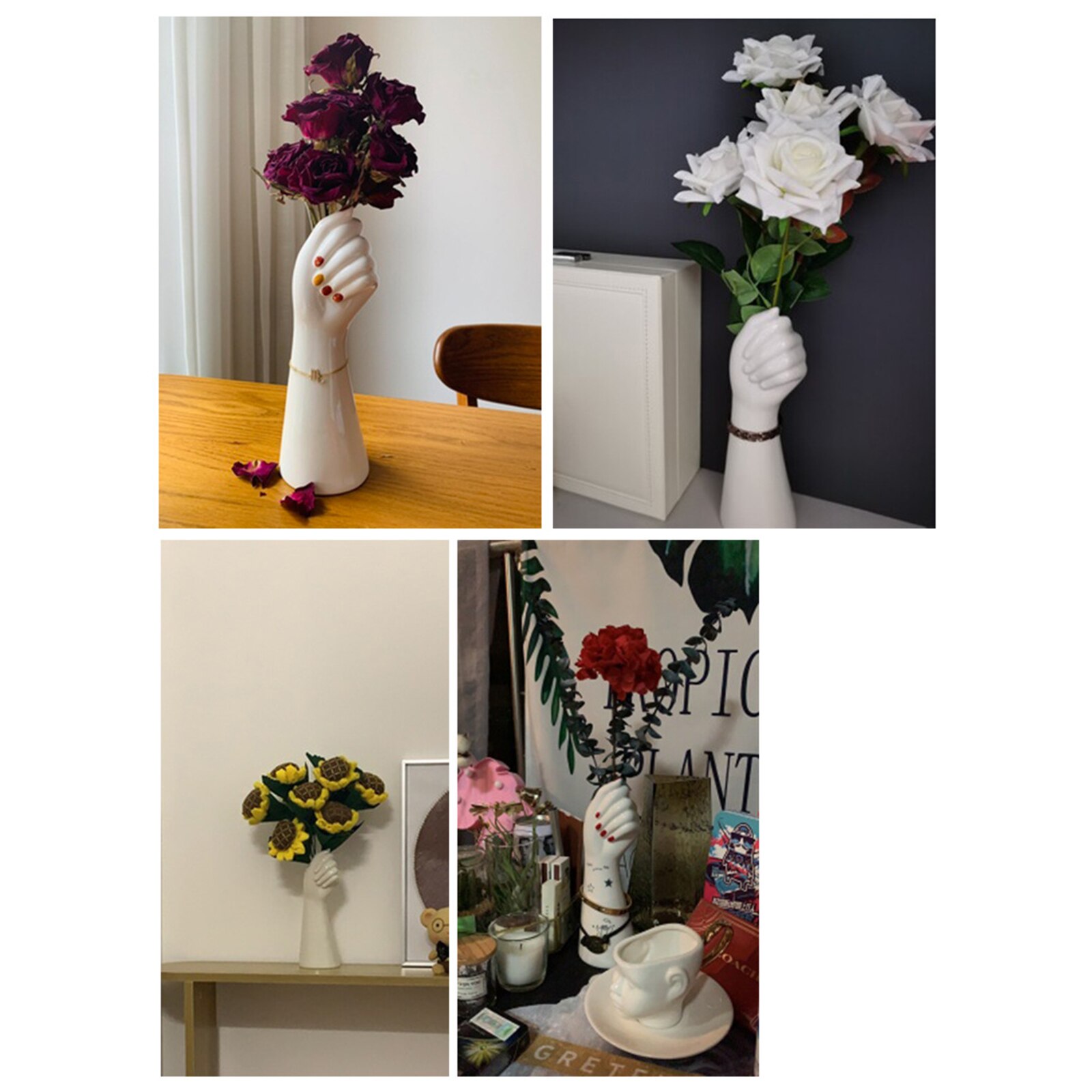 Nordic Vase Hand Vases White Arm Dried Flowers Mod... – Grandado