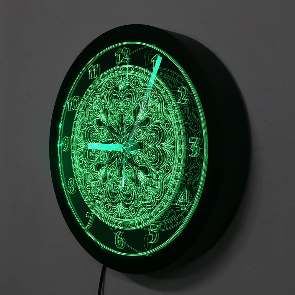 Abstract Mandala LED Wall Clock Ritual Symbol Flor... – Grandado