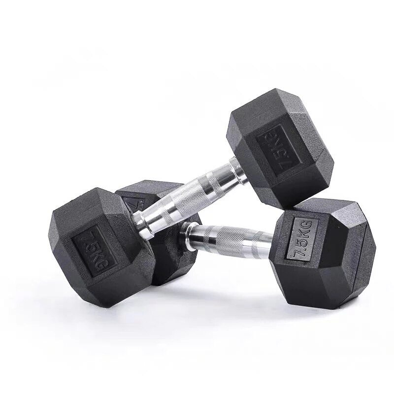 10kg Coated Hexagonal Dumbbell Weight Chrome Plate... – Grandado