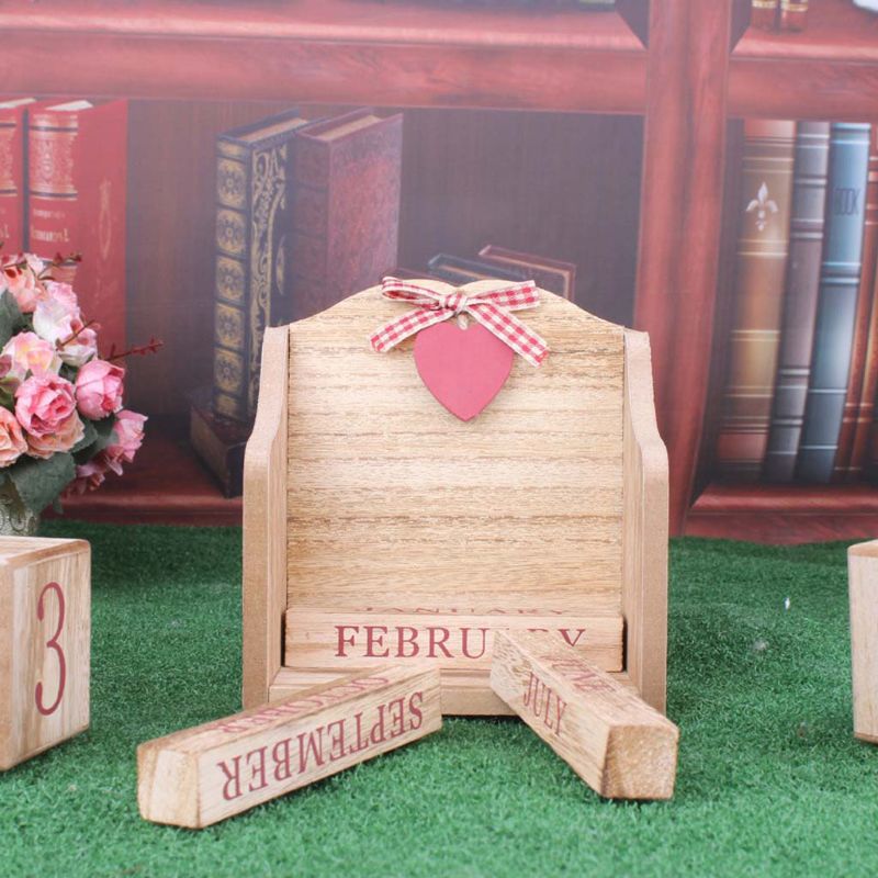 Vintage Vintage Wooden Perpetual Calendar Month Da... – Grandado