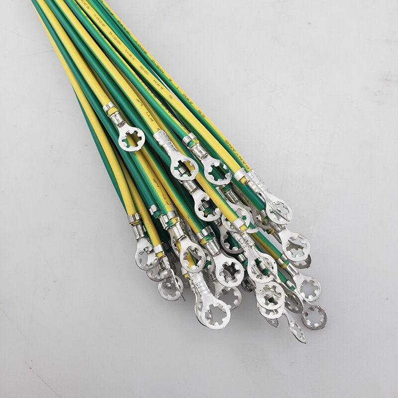 Yellow-Green Grounding Wire with Ring Terminals 16... – Grandado
