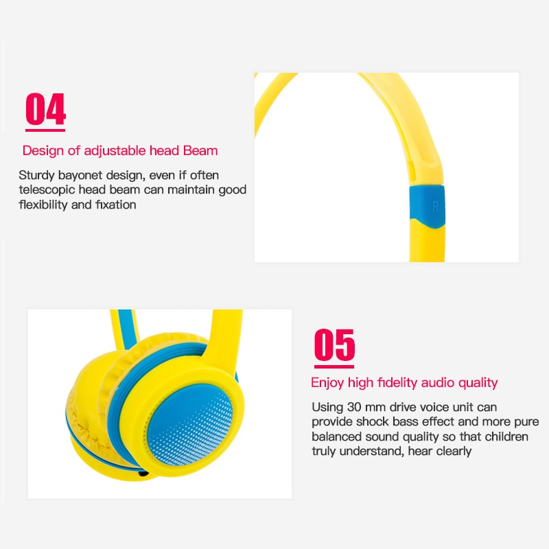 5 Colors 3.5mm Wired Headset Kids Headphones Wired... – Grandado