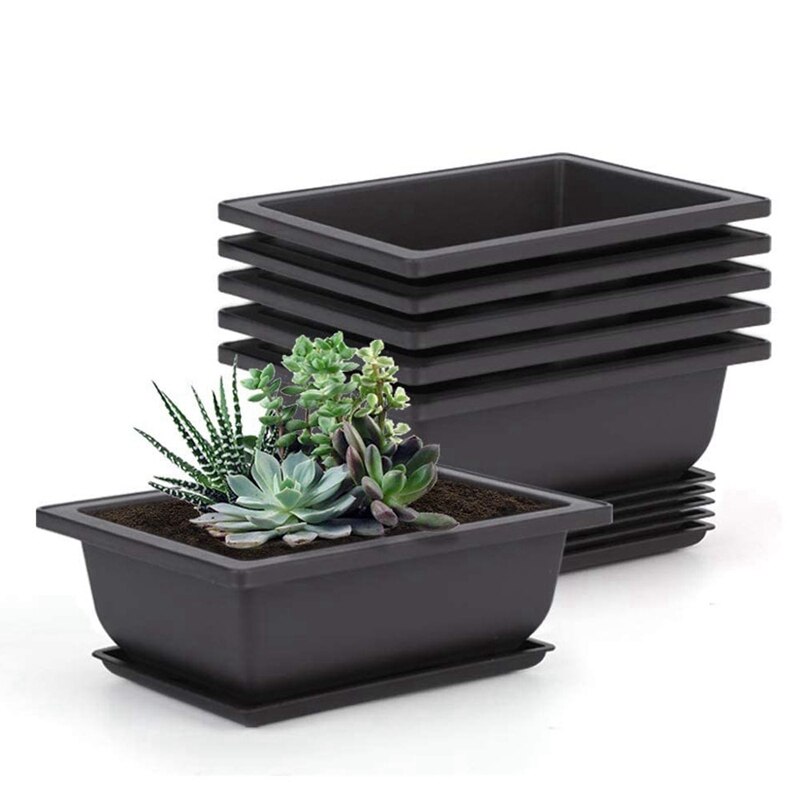 6 pakker bonsai træningspotter med bakke plast bon... – Grandado