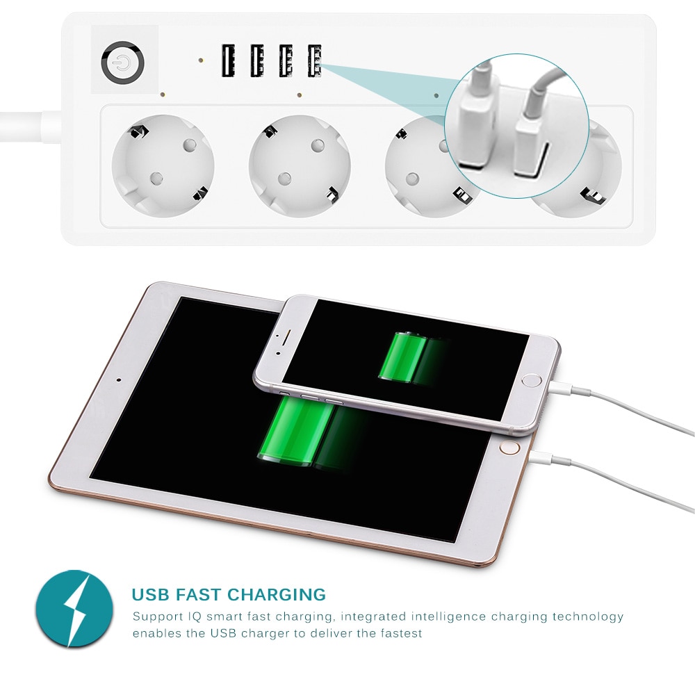4 Outlets Plug Socket Wifi Smart Power Strip with ... – Grandado