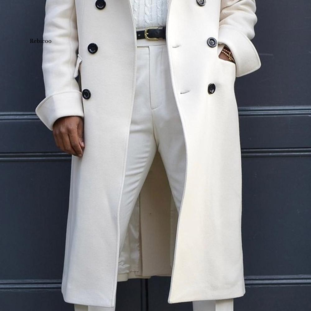 Man White Long Jackets Autumn Wool Blends Long Sle... – Vicedeal